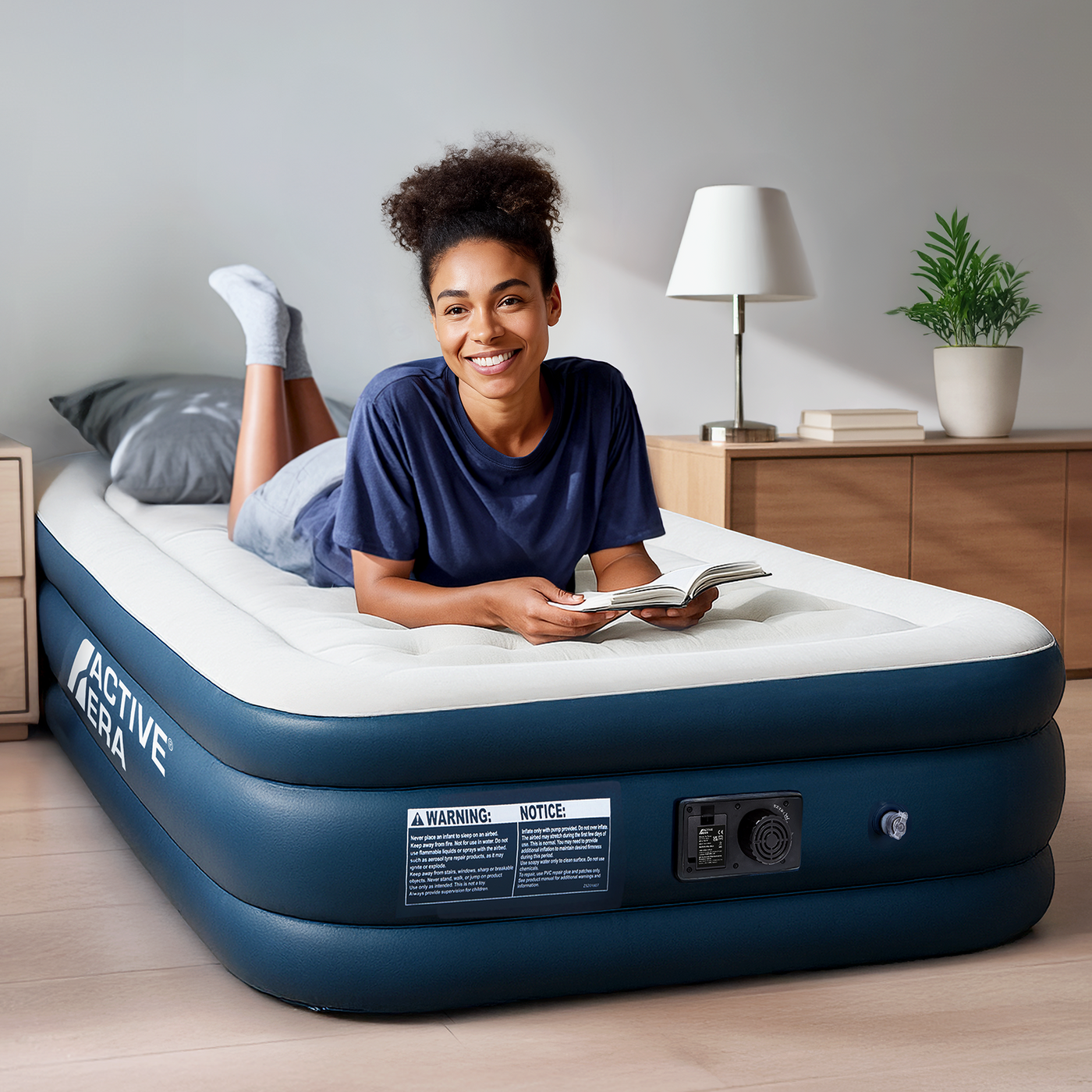 Single Comfort Air Bed – Grey/Navy | Active Era