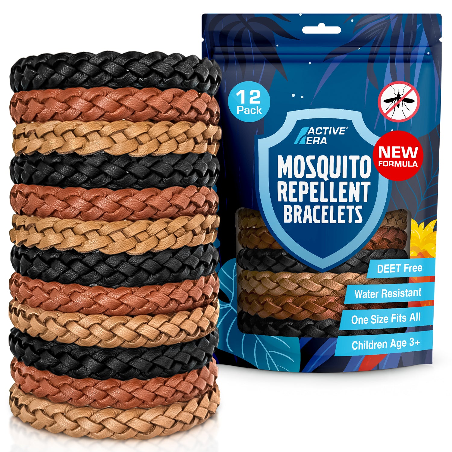 Adventure Mosquito Repellent Bands - 12 Pack - Black and Brown | Free ...