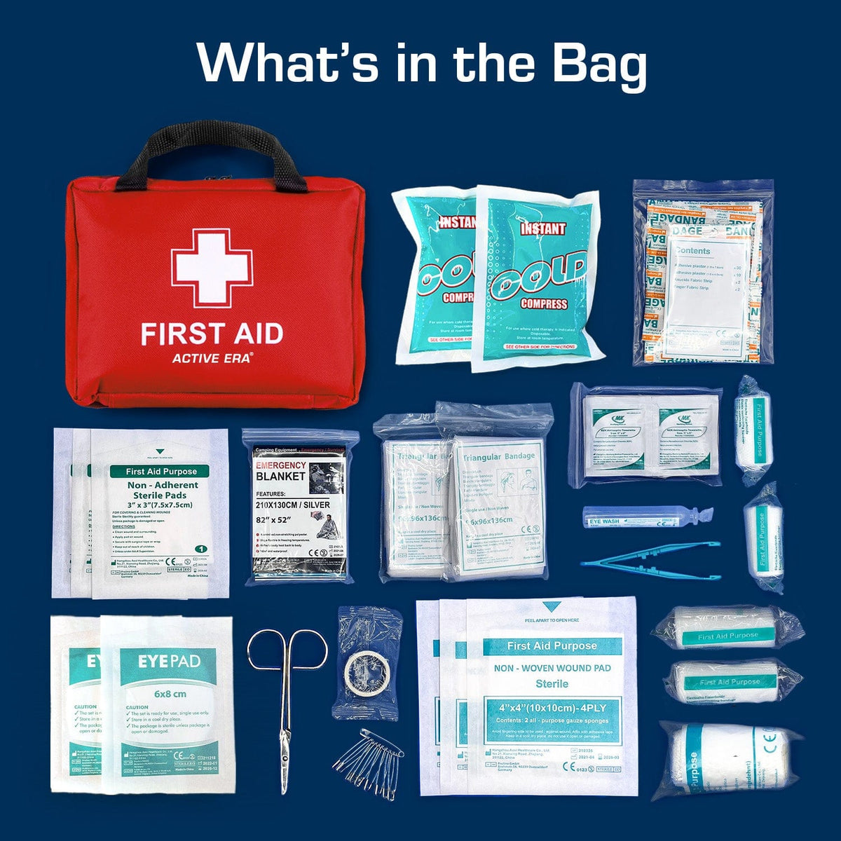 90 Piece Premium First Aid Kit Bag - Red | Free Delivery | Active Era