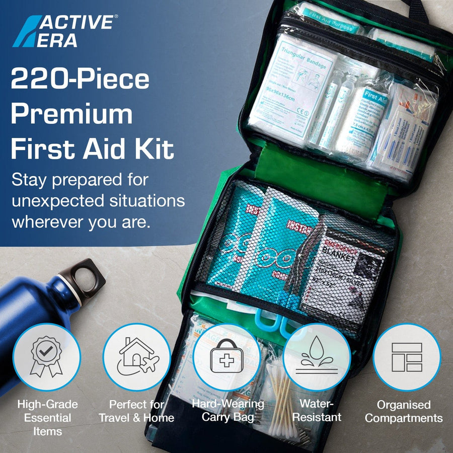 220 Piece Premium First Aid Kit Bag - Green | Free Delivery | Active Era