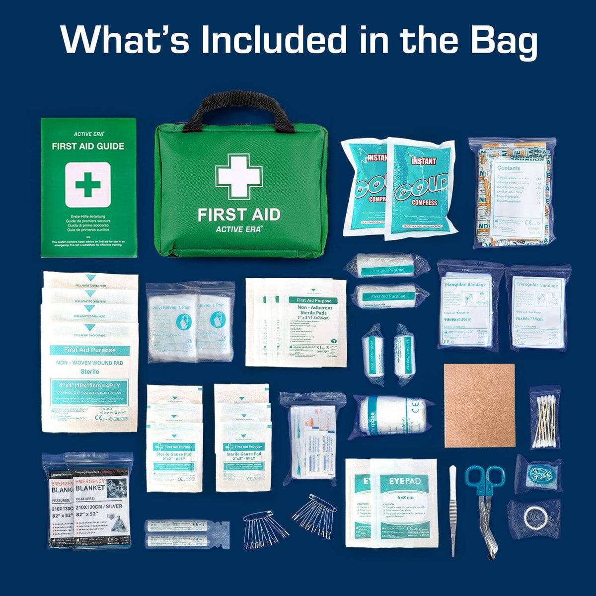 220 Piece Premium First Aid Kit Bag - Green | Free Delivery | Active Era